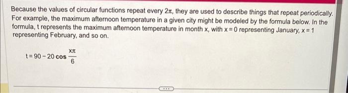 Solved Because the values of circular functions repeat every | Chegg.com