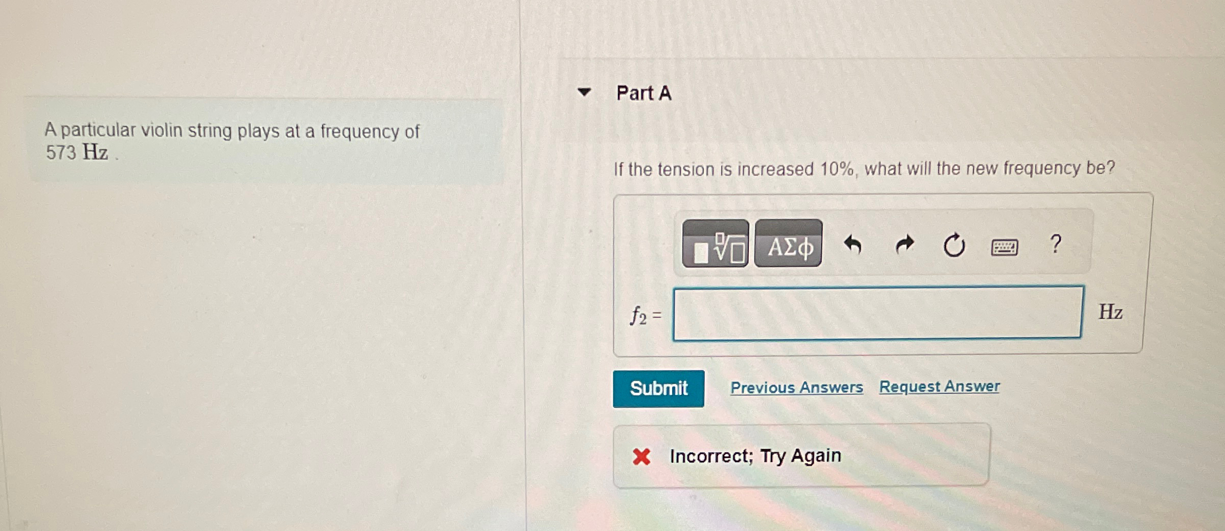 Solved Part AA particular violin string plays at a frequency | Chegg.com