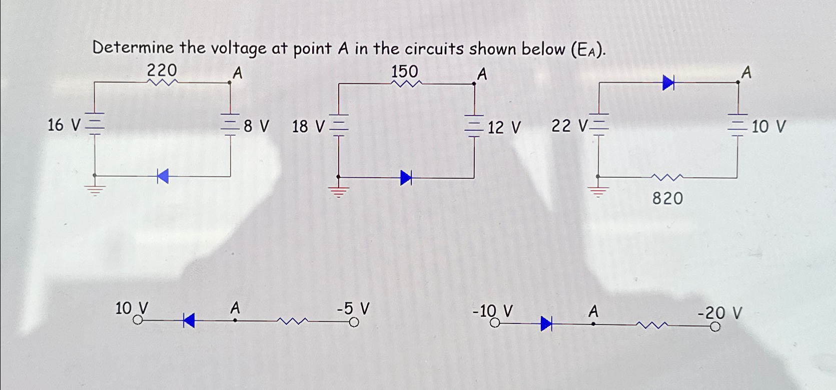 Solved Determine the voltage at point A ﻿in All the circuits | Chegg.com