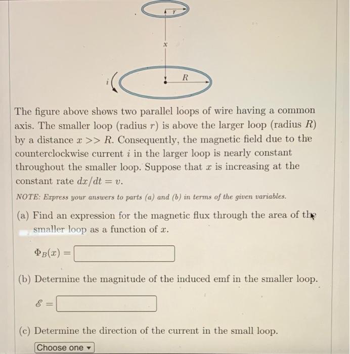 Solved The figure above shews two parallel loops of wire | Chegg.com