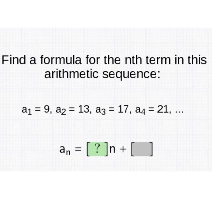 Solved Find a formula for the nth term in this arithmetic | Chegg.com