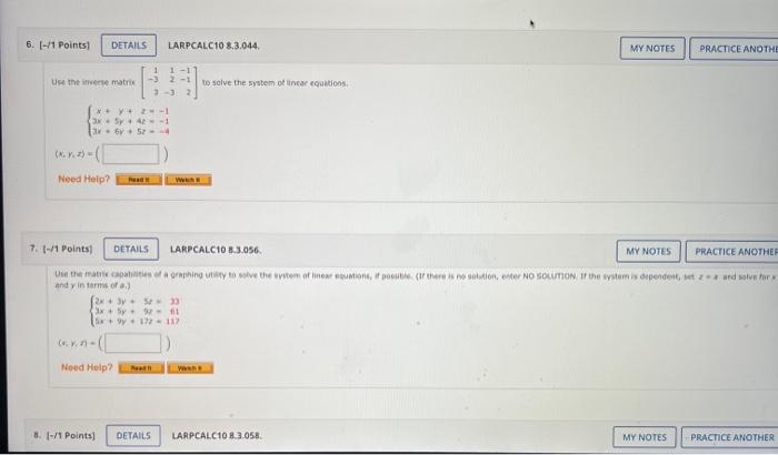 Solved Use the itverie matric ⎣⎡1−3712−3−1−12⎦⎤ to solve the | Chegg.com