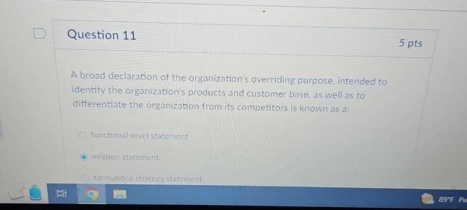 Solved Question 115 ﻿ptsA broad declaration of the | Chegg.com