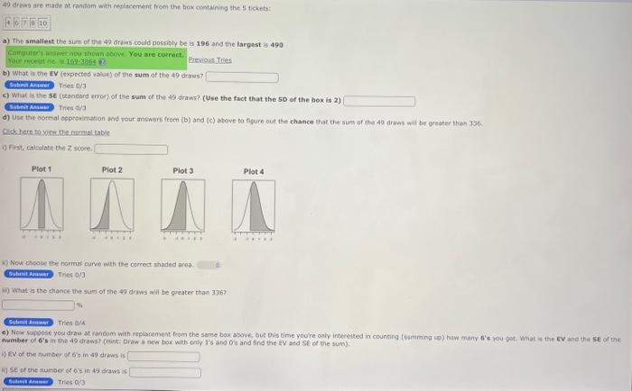 49 draws are made at random with replacement from the | Chegg.com