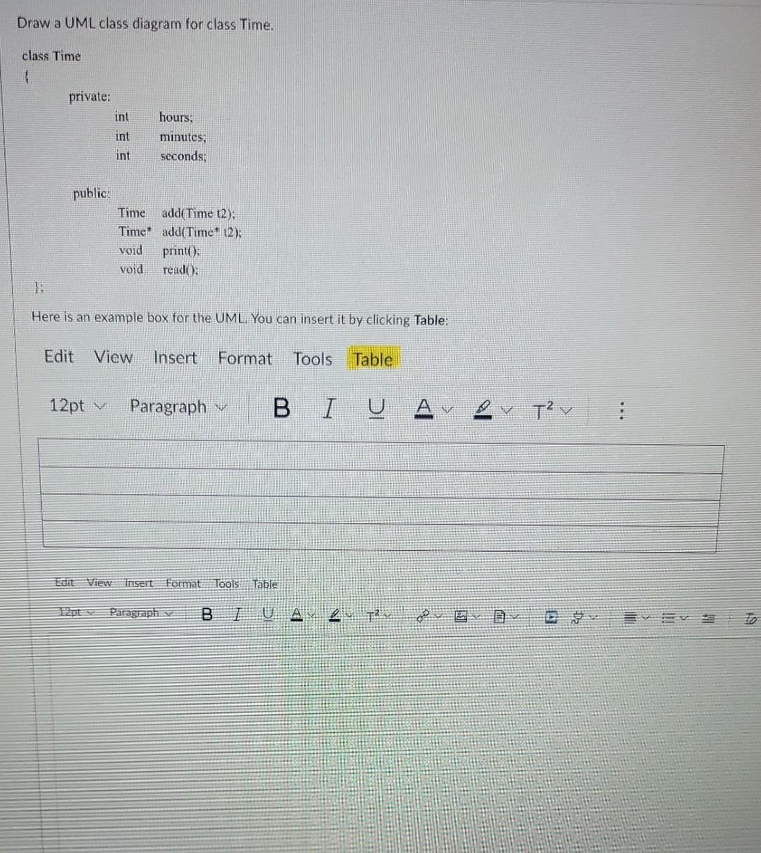Solved Draw a UML class diagram for class Time. class Time 1 | Chegg.com