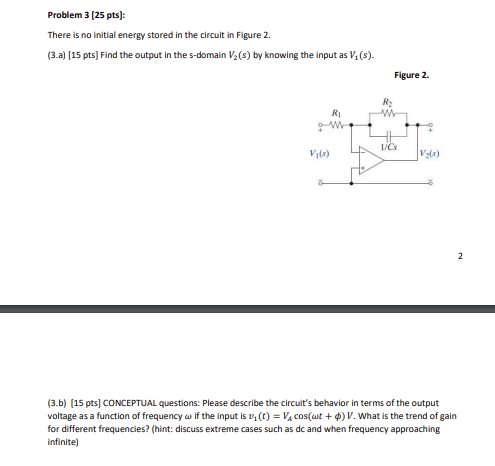 Solved Problem 3 [25 ﻿pts]:There is no initial energy stored | Chegg.com