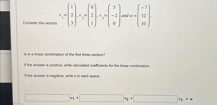 Solved Consider the vectors | Chegg.com