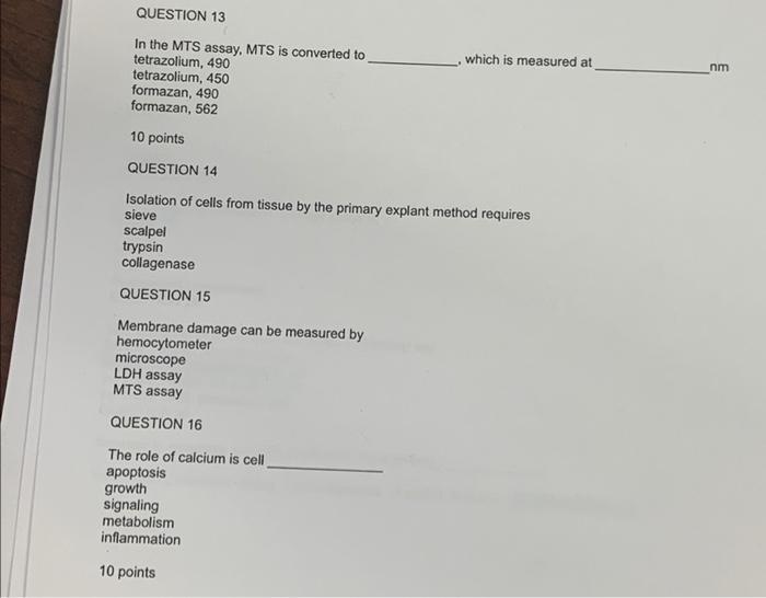 Solved isolation of cells from tissue by the primary explant | Chegg.com