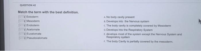 Solved QUESTION 42 Match the term with the best definition. | Chegg.com
