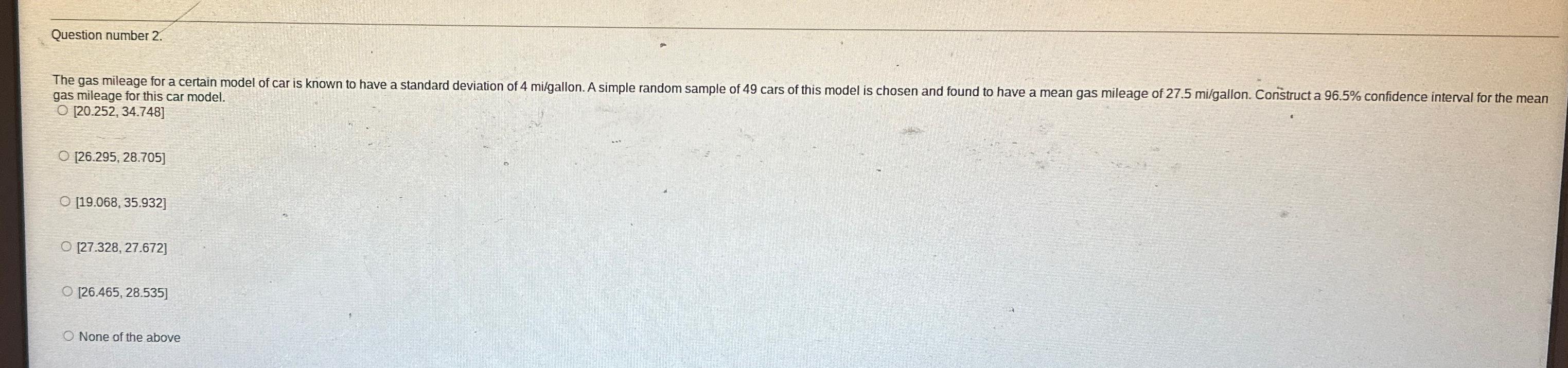 Solved Question number 2. ﻿gas mileage for this car | Chegg.com