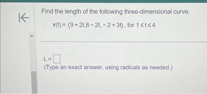 Solved Find the length of the following three-dimensional | Chegg.com