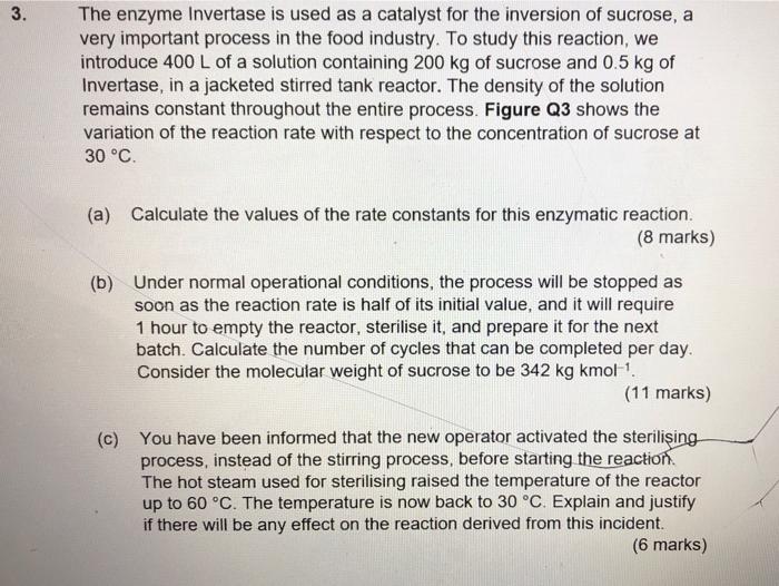 3. The enzyme Invertase is used as a catalyst for the | Chegg.com
