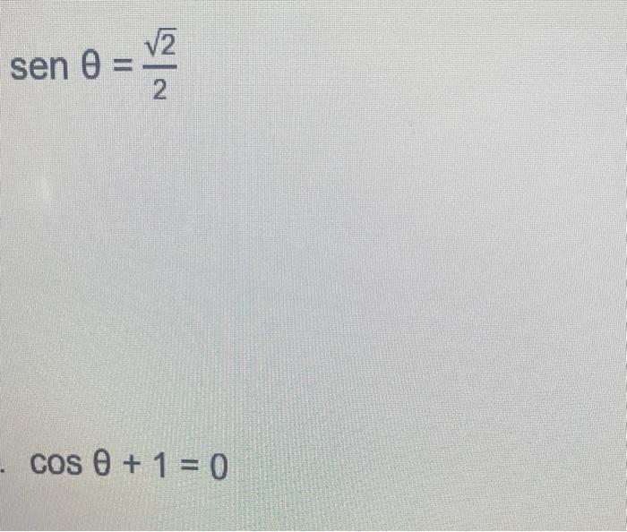 Solved cosθ=−1senθ=22 cosθ+1=02senx=1 2cos2x+cosx−1=0solve | Chegg.com