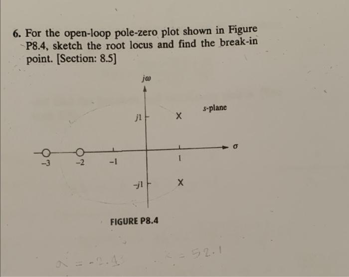 Solved 6 For The Open Loop Pole Zero Plot Shown In Figure 
