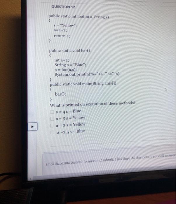 Solved QUESTION 12 public static int foo(int n, String s) { | Chegg.com