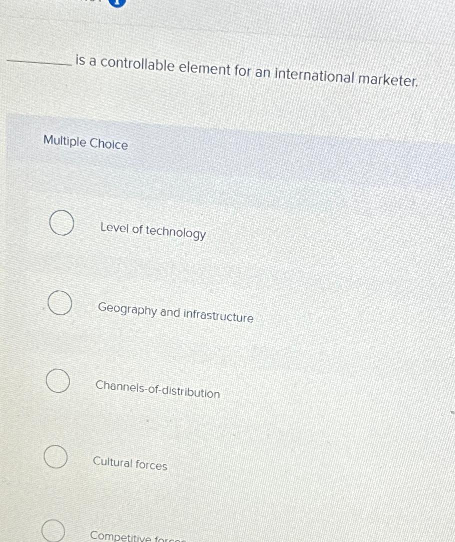 Solved is a controllable element for an international | Chegg.com