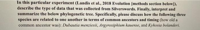 In this particular experiment (Landis et al., 2018 | Chegg.com