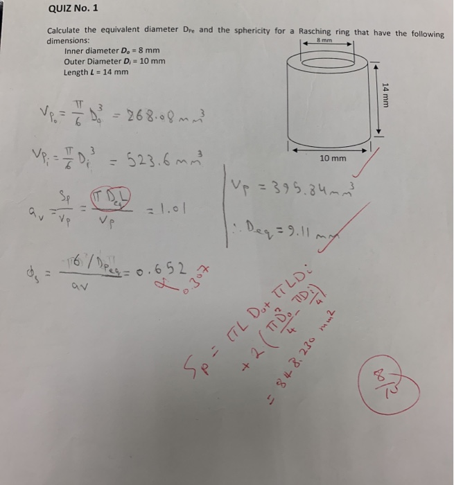 Solved QUIZ No. 1 Calculate the equivalent diameter Dre and | Chegg.com