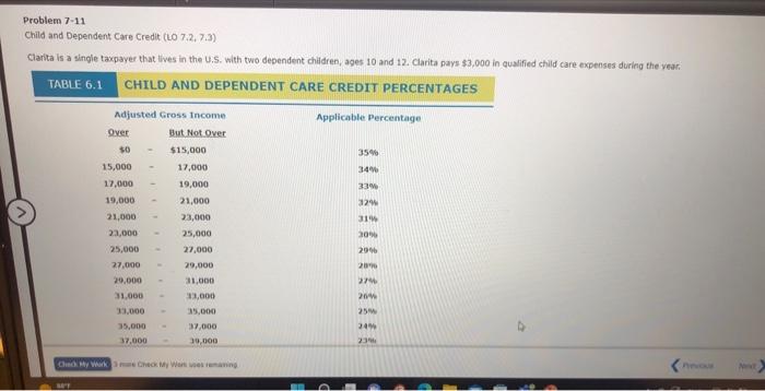 17viticies −11 CHILD AND DEPENDENT CARE CREDIT | Chegg.com