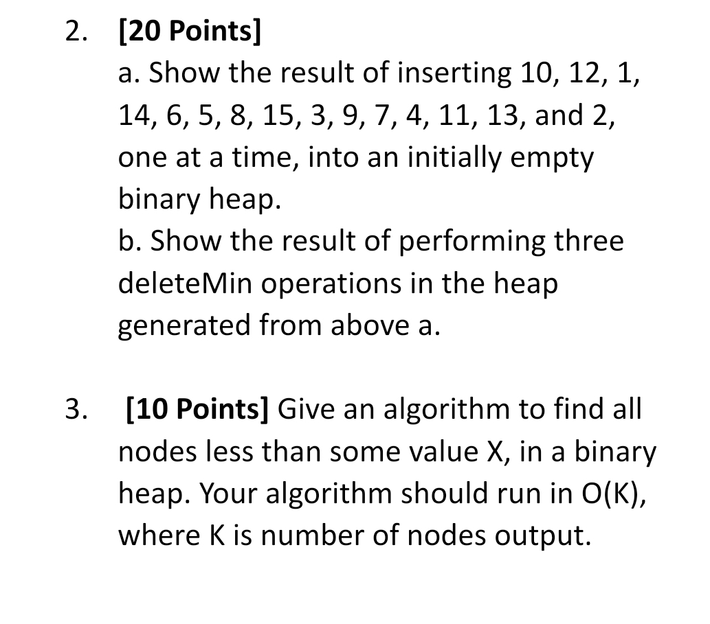 Solved [20 ﻿Points]a. ﻿Show the result of inserting | Chegg.com