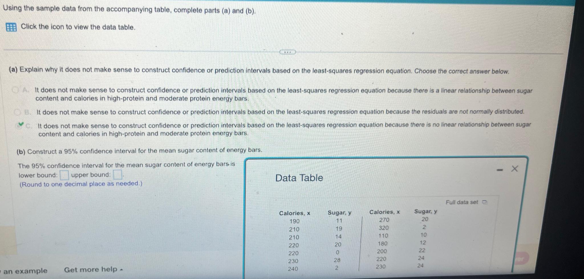 Solved Using the sample data from the accompanying table, | Chegg.com