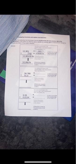 Solved Propagating Uncertainty with Addition and Subtraction | Chegg.com