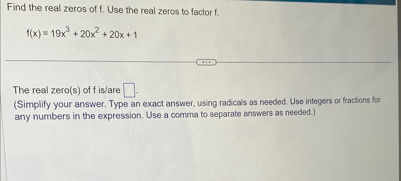 Solved Find the real zeros of f. ﻿Use the real zeros to | Chegg.com