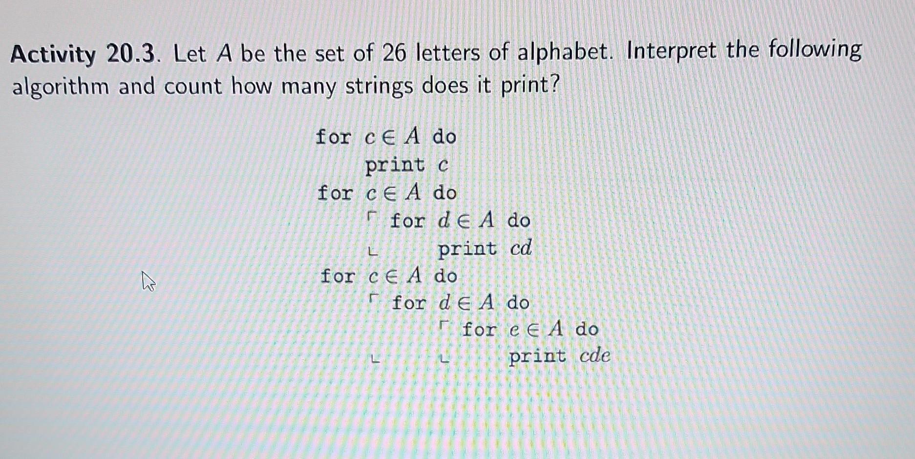 Solved Activity 20.3. Let A be the set of 26 letters of | Chegg.com
