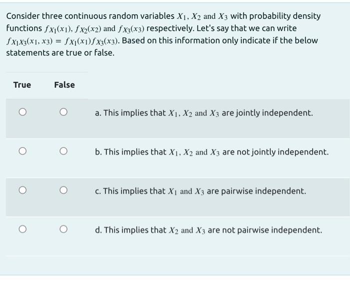 Solved Consider three continuous random variables X1, X2 and | Chegg.com