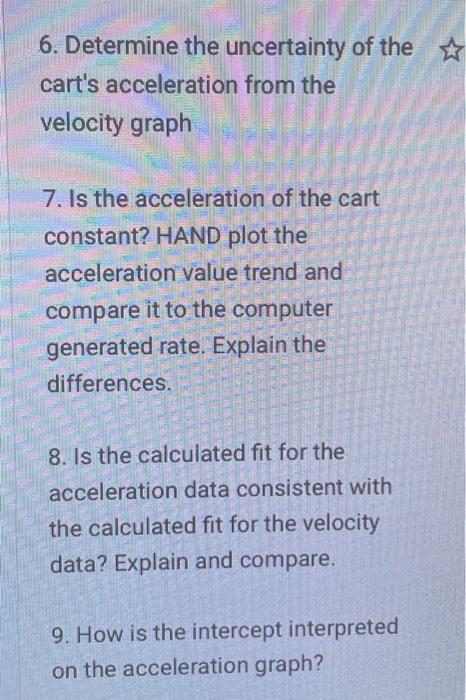 6. Determine the uncertainty of the cart's | Chegg.com