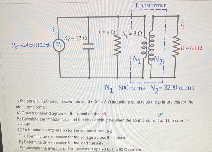 Solved In the parallel RLC circuit shown above, the XL=8Ω | Chegg.com