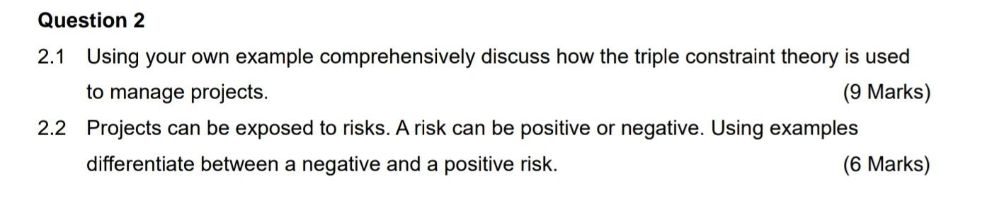 Solved 2.1 Using your own example comprehensively discuss | Chegg.com