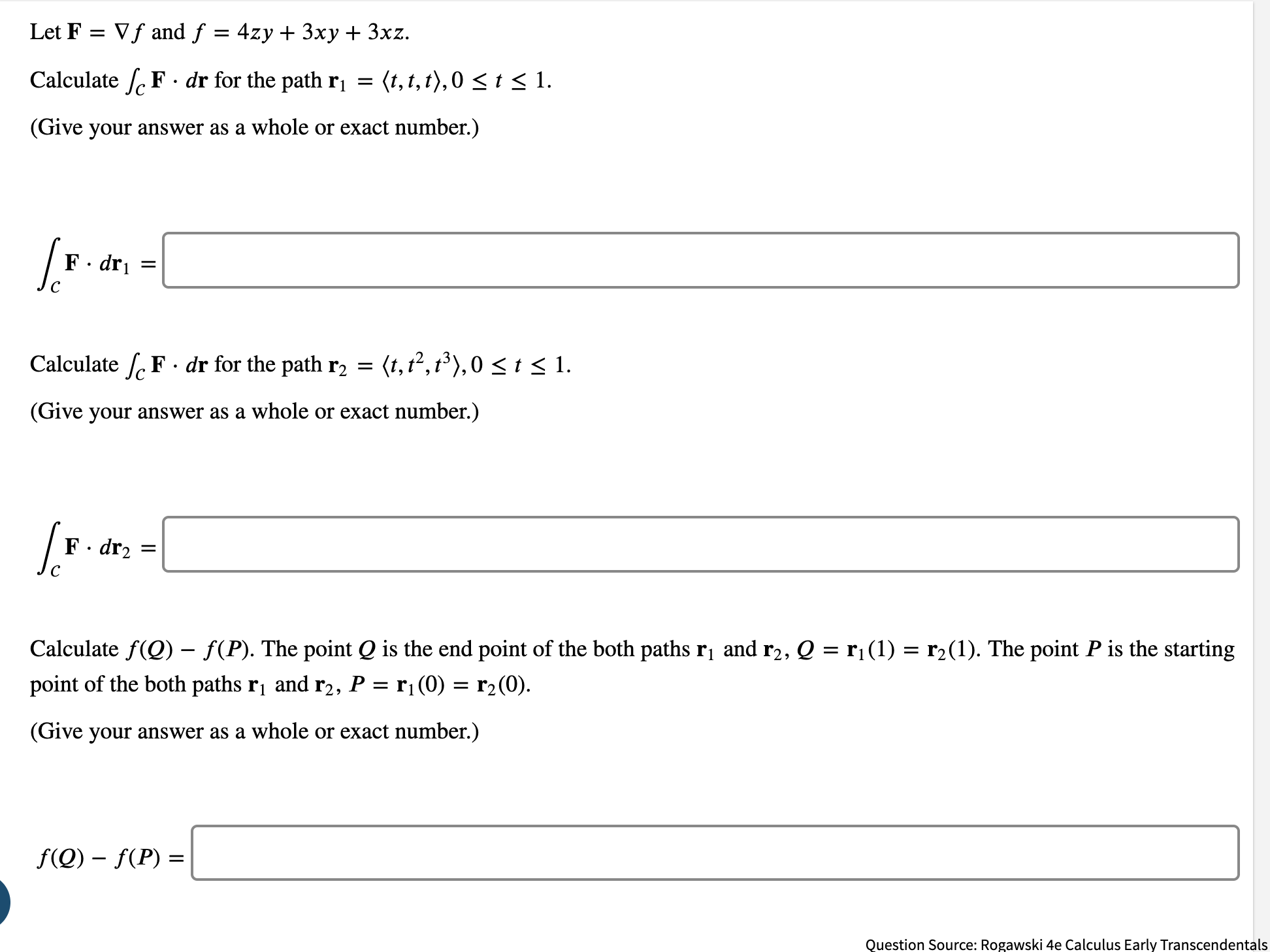 Solved Let F=gradf and f=4zy+3xy+3xz. ﻿Calculate \int_C F*dr | Chegg.com