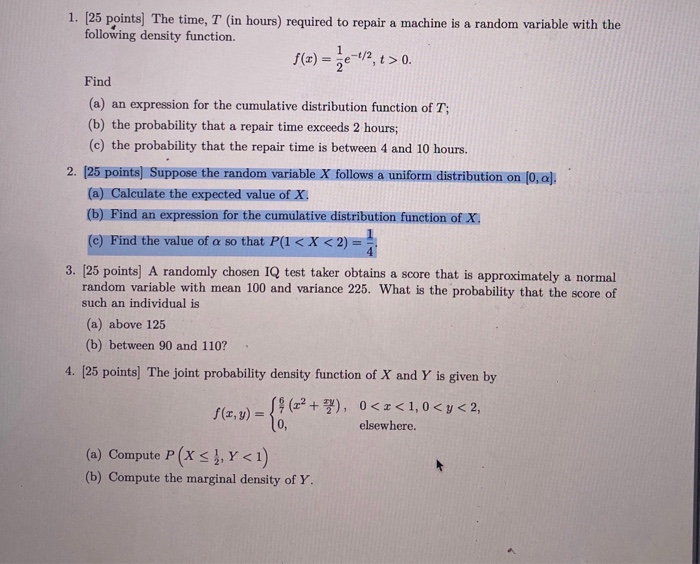 Solved 1. (25 points) The time, T (in hours) required to | Chegg.com