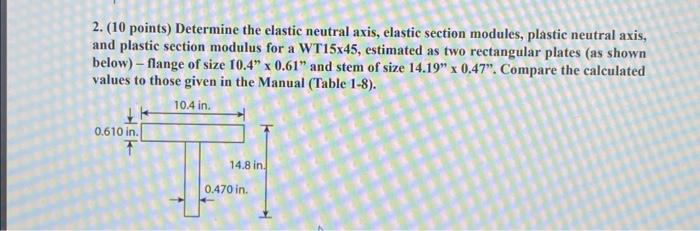 Solved 2. (10 points) Determine the elastic neutral axis, | Chegg.com