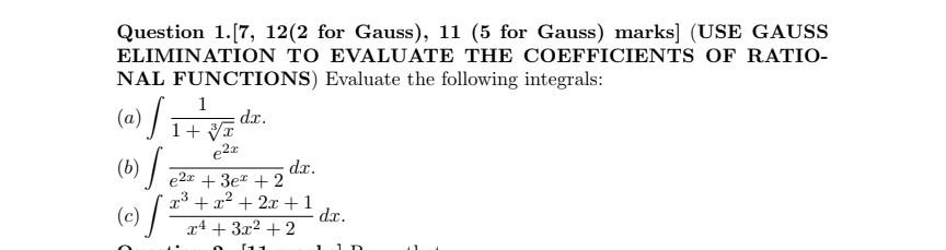 Solved Question 1.[7, 12(2 for Gauss), 11 (5 for Gauss) | Chegg.com