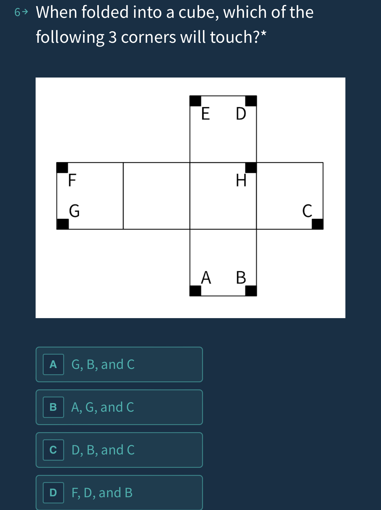 Solved 6→ ﻿When folded into a cube, which of the following 3 | Chegg.com