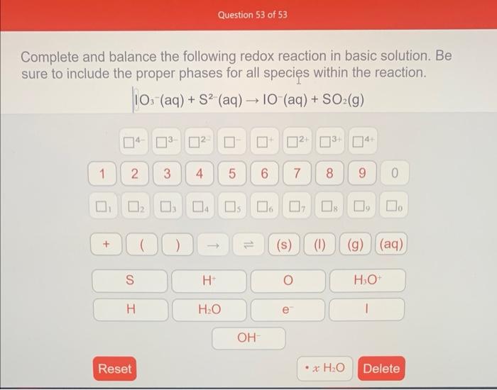 Solved Complete and balance the following redox reaction in | Chegg.com