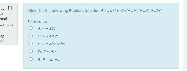 Solved ction 11 Minimize the following Boolean function | Chegg.com