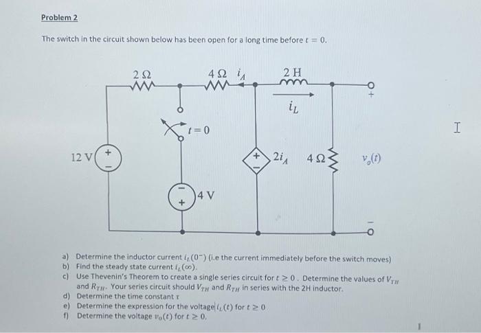 Solved The switch in the circuit shown below has been open | Chegg.com
