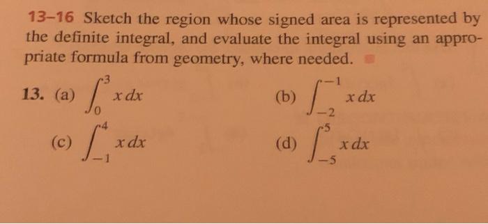 Solved 13-16 Sketch the region whose signed area is | Chegg.com