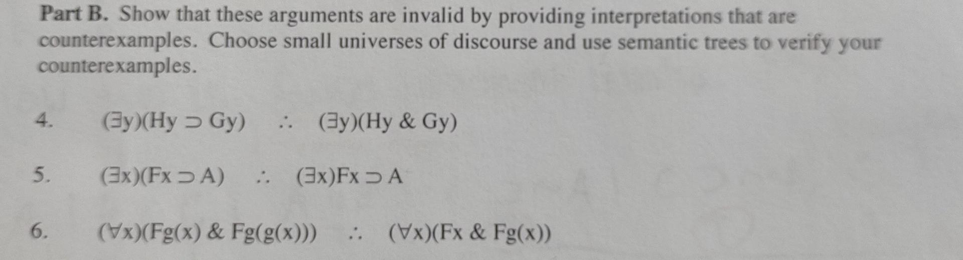 Part B. Show that these arguments are invalid by | Chegg.com