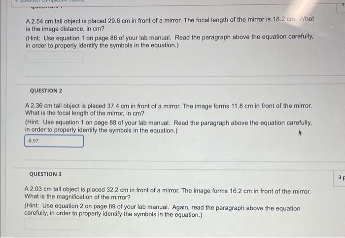Solved A 2.54 cm tall object is placed 29.6 cm in front of a | Chegg.com