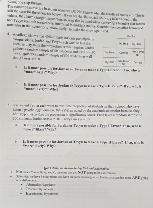 Solved Interpreting Type Itype Ii Errors Worksheet Wait We 0253