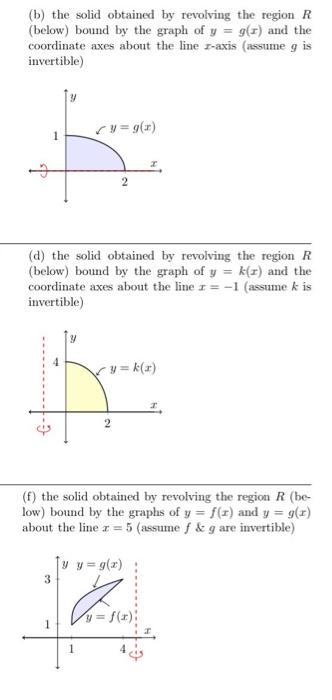 Solved 1. For each of the following solids of revolution use | Chegg.com