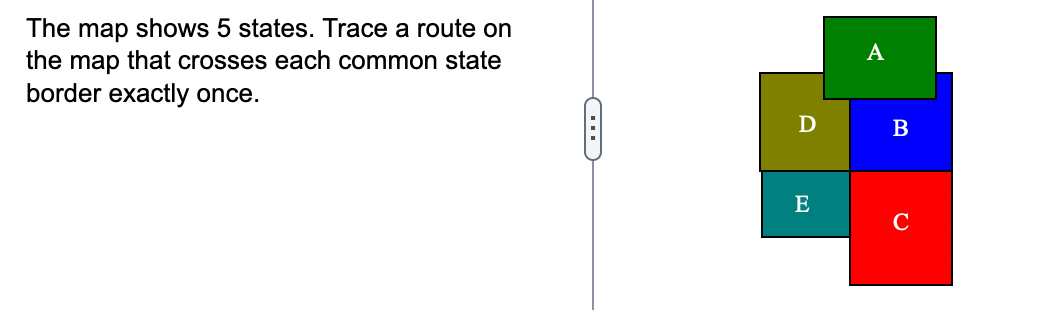 Solved The map shows 5 ﻿states. Trace a route onthe map that | Chegg.com