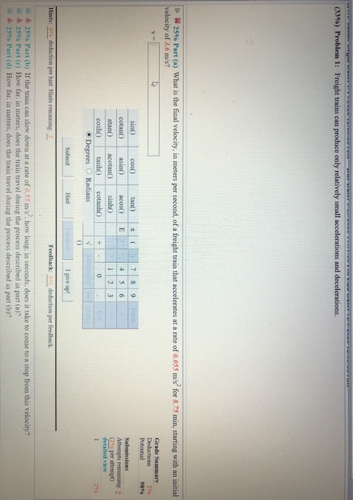 Solved WWE www. wwwww (33%) Problem 1: Freight trains can | Chegg.com