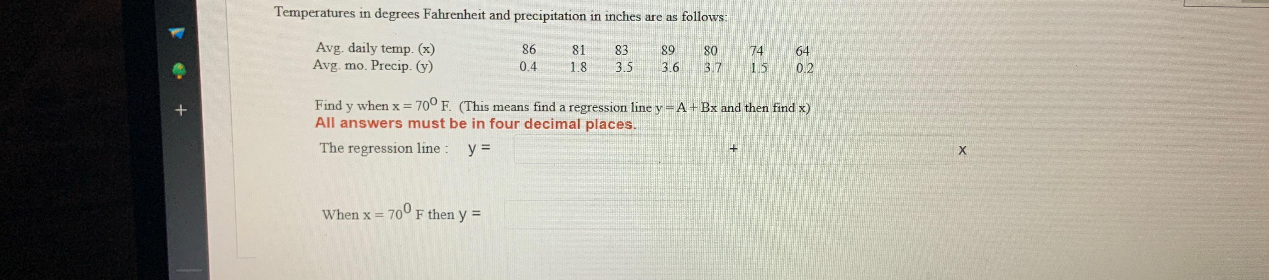 Solved Temperatures in degrees Fahrenheit and precipitation | Chegg.com
