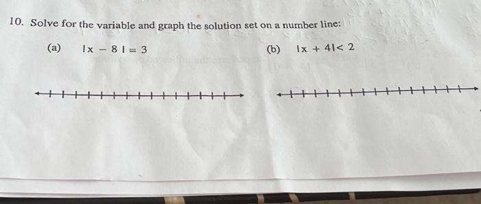 Solved 10. Solve for the variable and graph the solution set | Chegg.com