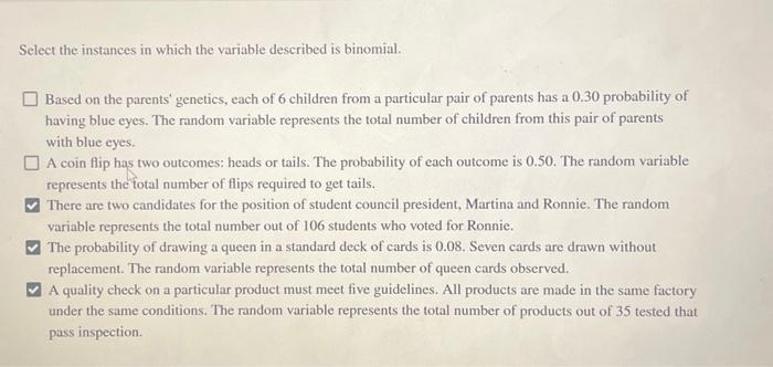 Solved Select the instances in which the variable described | Chegg.com